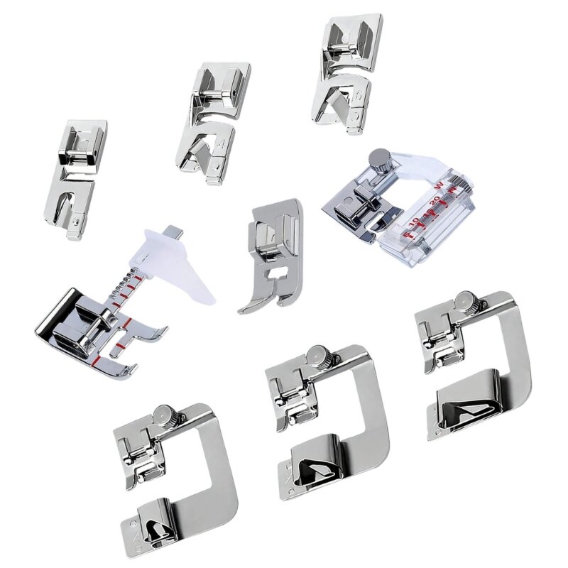 Набор Ножек Швейной машинки 9шт Включает В себя 3шт Узких Прижимных Ножек для рулонного Подола 3шт Прижимной Лапки для Рулонного Подола