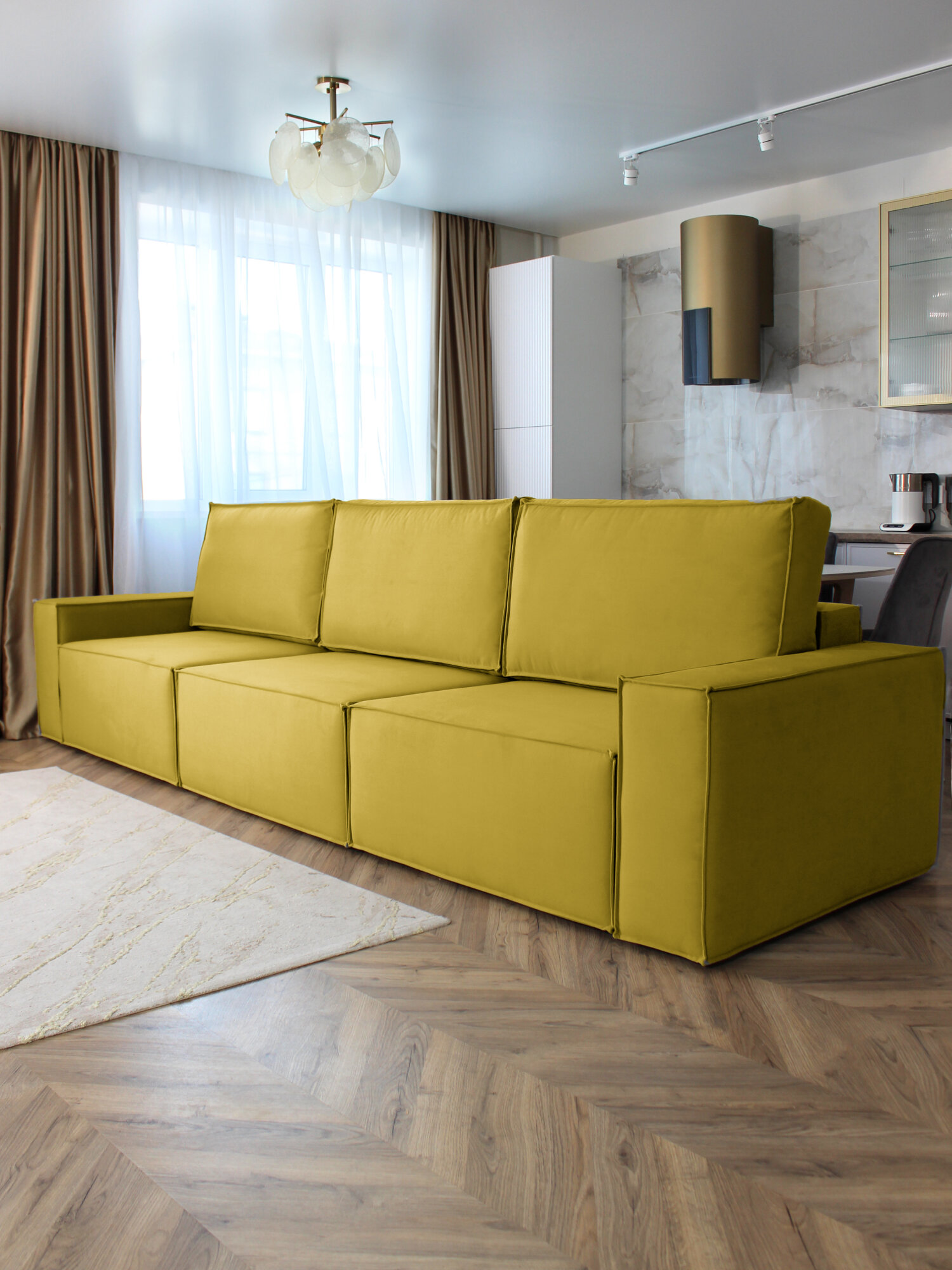 Диван-кровать Forrest Конер желтый, механизм выкатная Еврокнижка, 350х109х65 см