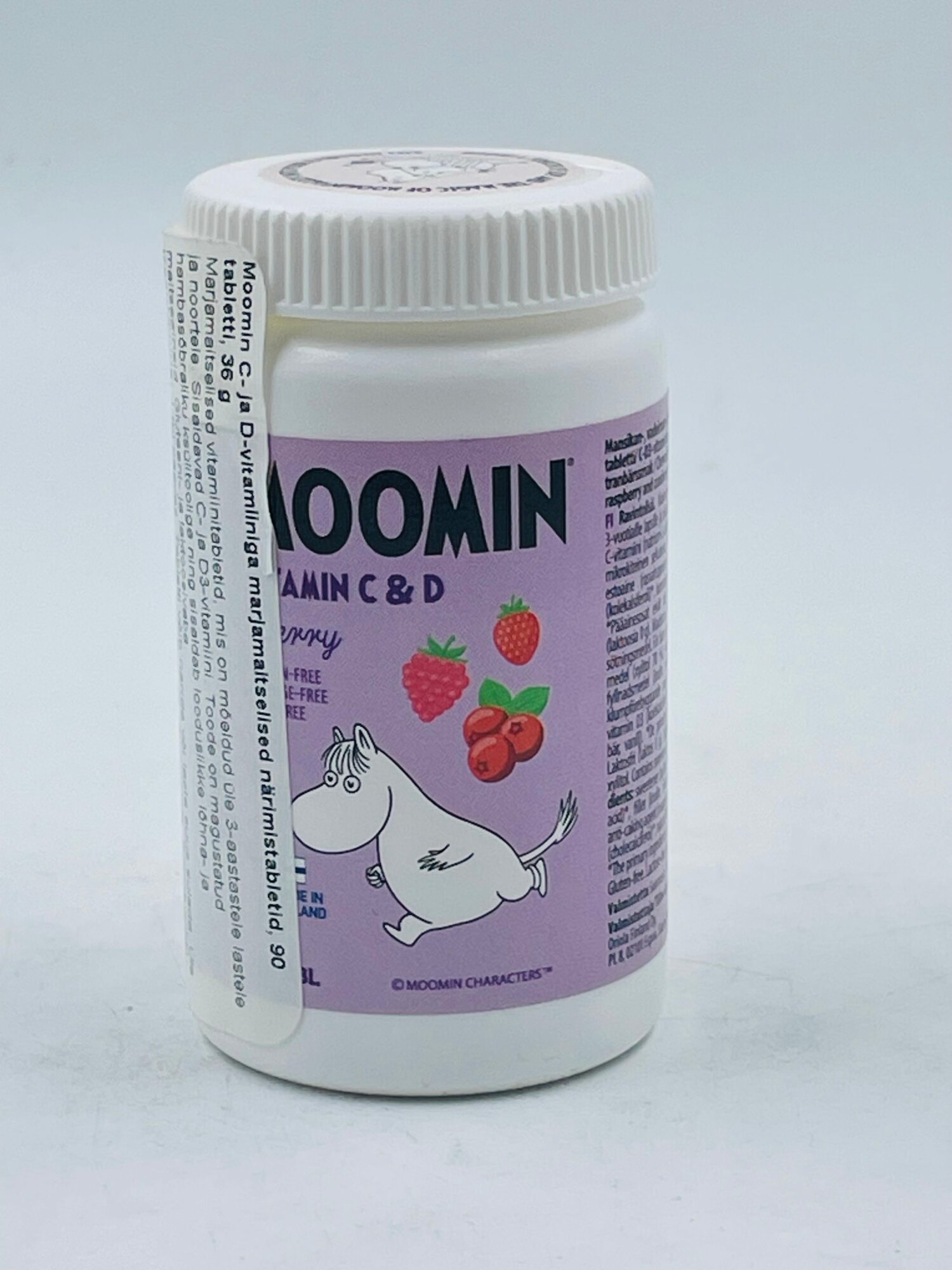 Moomin Пастилки жевательные Berry с ксилитом, Д3 и С, 3+ лет, со вкусом ягод, в банке 90 пастилок