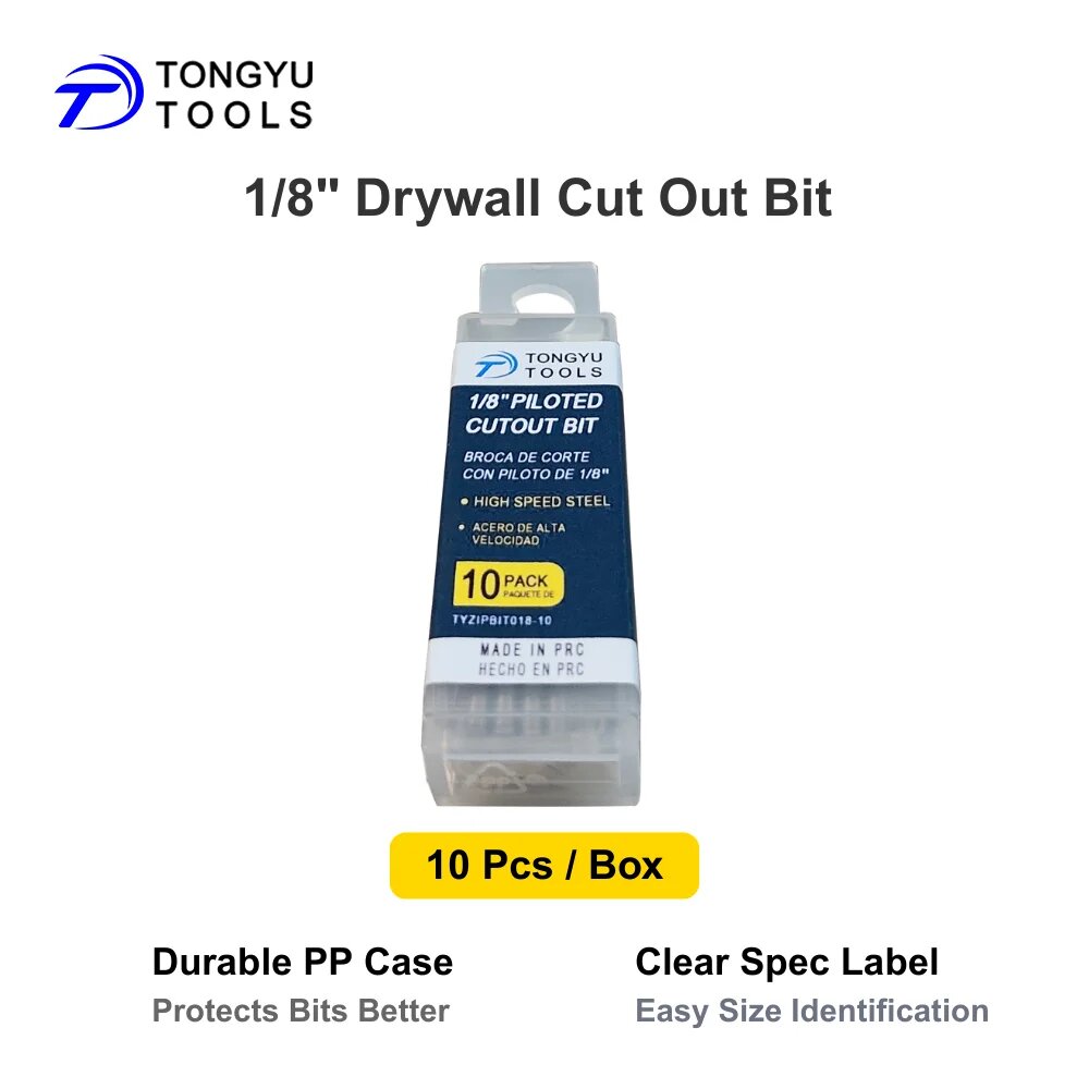 Сверло для гипсокартона 1/8", HSS, с направляющим наконечником 10 Pcs in Box