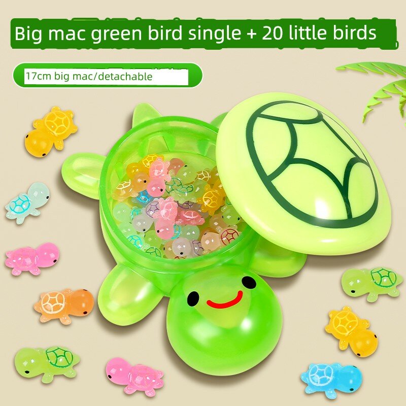 Набор светящихся в темноте фигурок черепах: 1 большая черепаха 17 см + 20 маленьких черепах 2 см для коллекционеров