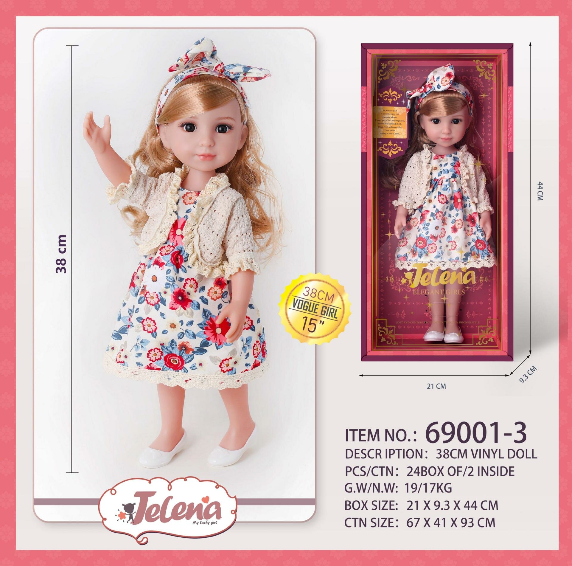 Новая 15-дюймовая экологически чистая виниловая кукла-игрушка Елена Juguete Игрушка