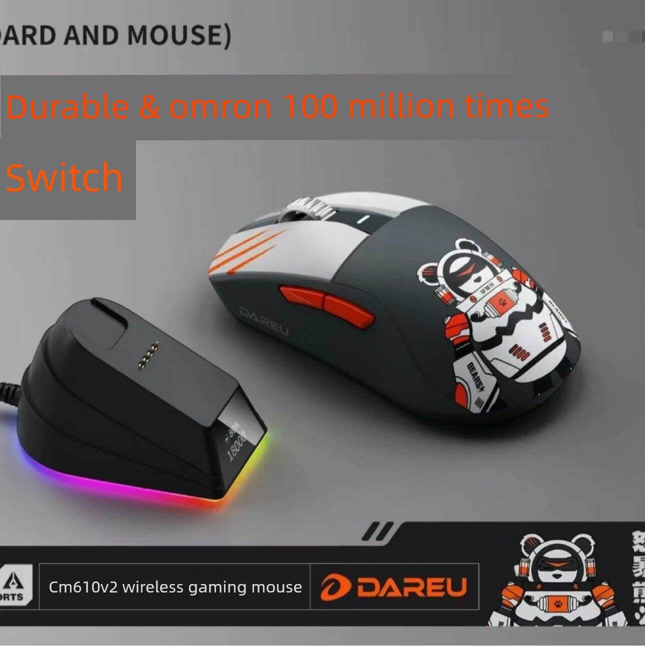 Игровая мышь DAREU A950 для настольного компьютера, беспроводная, 2.4G, Bluetooth, трехрежимная, CM610MAX