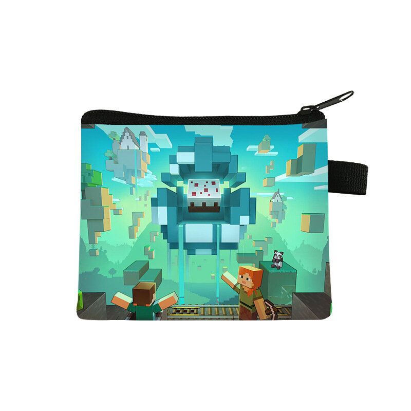 Детский кошелек для монет Minecraft, милая сумка для карт с героями мультфильмов, студенческая сумка для хранения из полиэстера, место для хранения