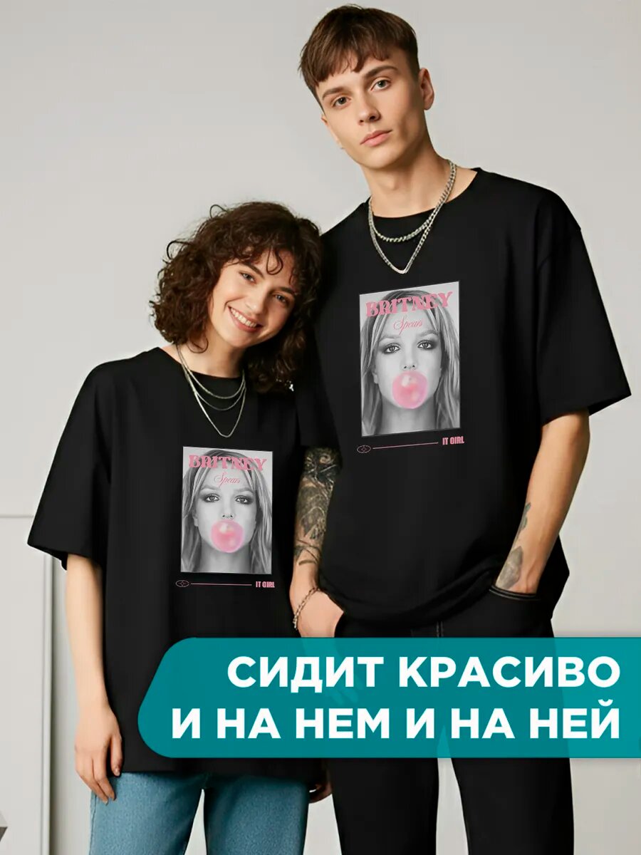 Футболка PRINTSHOT, 1 шт., размер M, черный — фото 1