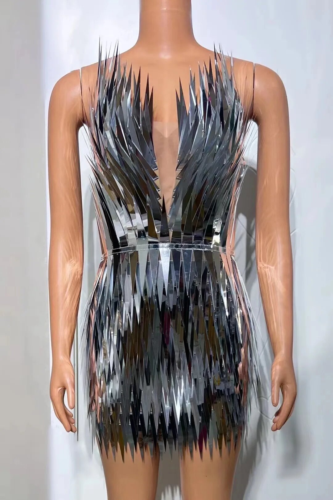 Вечернее платье серебряное, XL, silver short dress