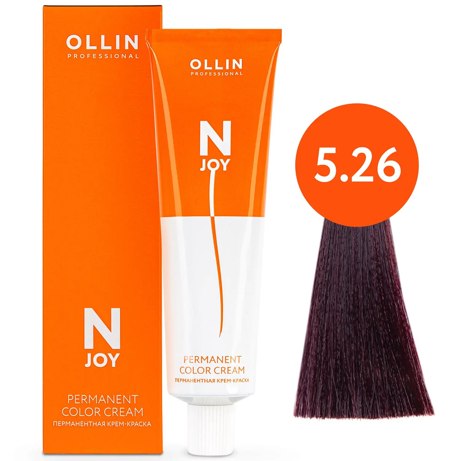 OLLIN PROFESSIONAL Перманентная крем-краска для волос, 100 мл, 5/26 N-JOY светлый шатен фиолетово-красный
