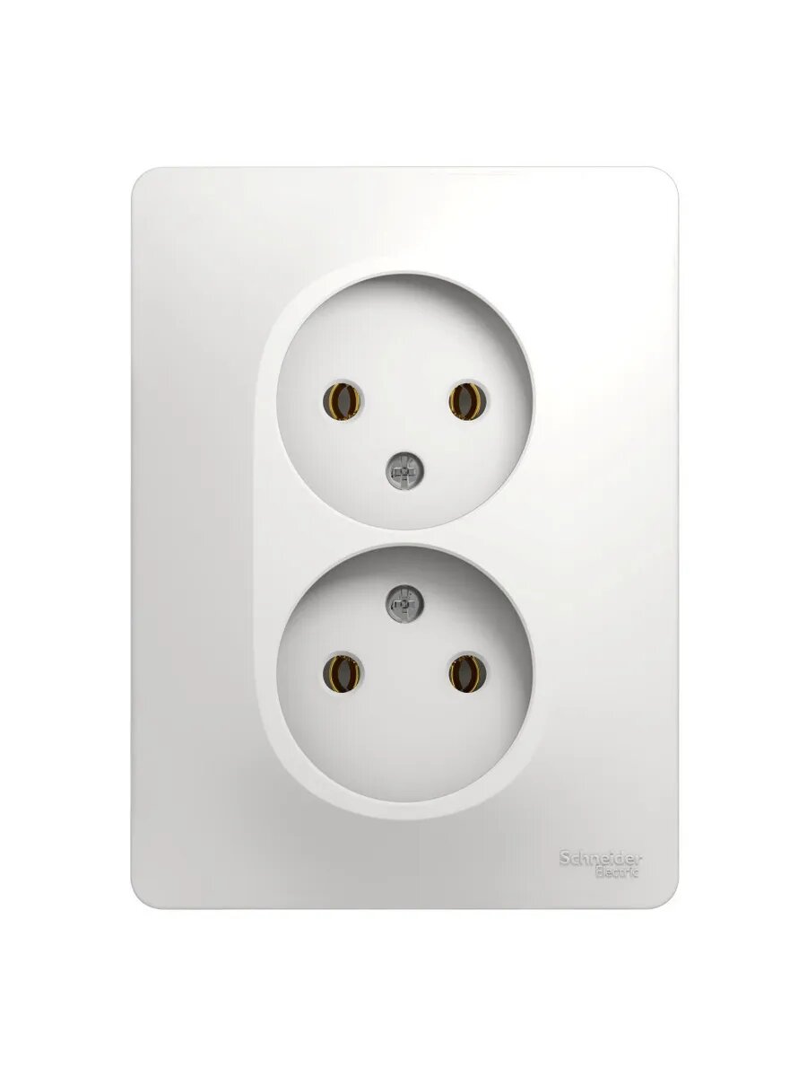 Розетка Systeme Electric Glossa, 2 гнезда, без заземления, IP20, белая