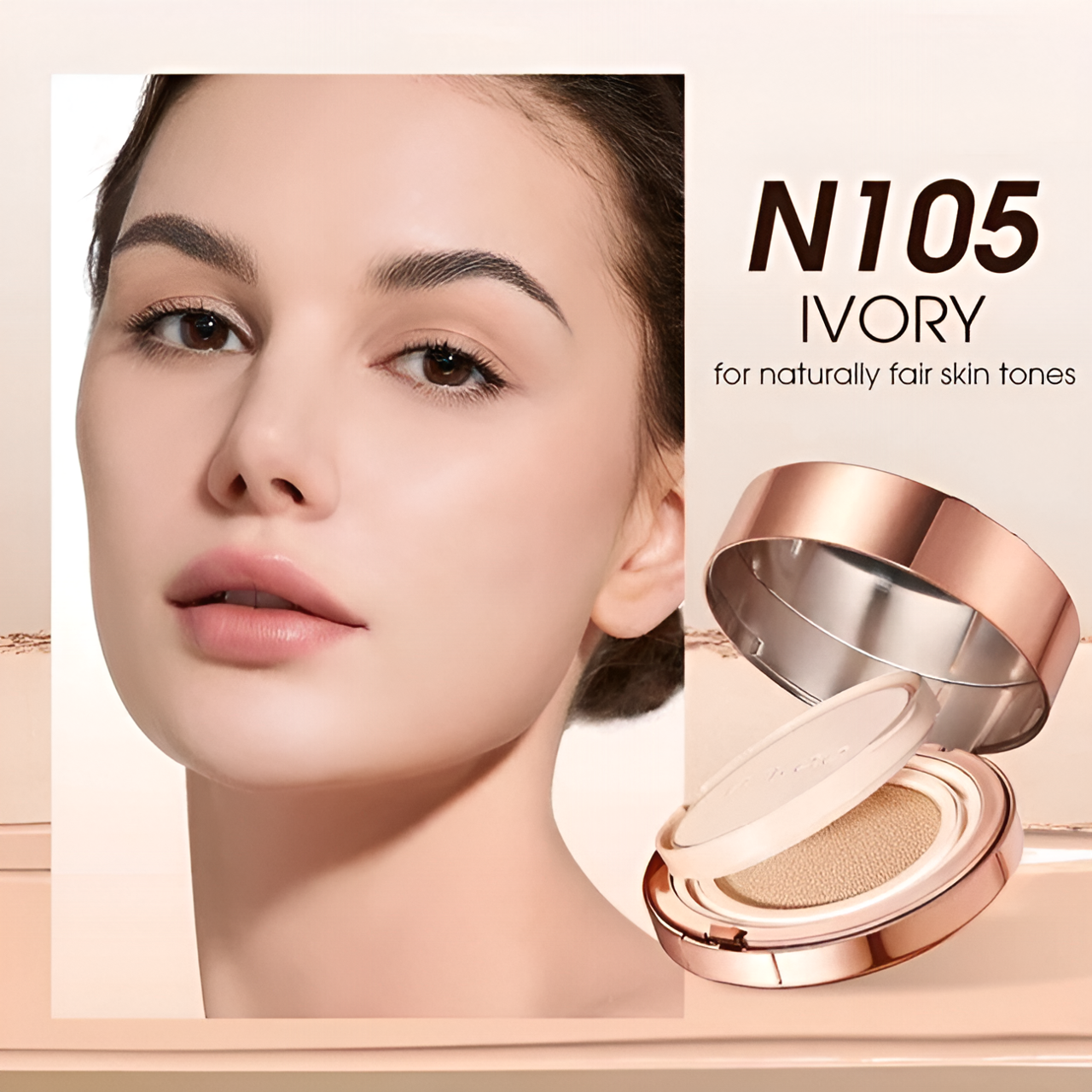 O.TWO.O, Крем-кушон и пудра для лица COVER 2в1, в оттенке 105 Ivory(Слоновая кость), 5,5гр+10гр