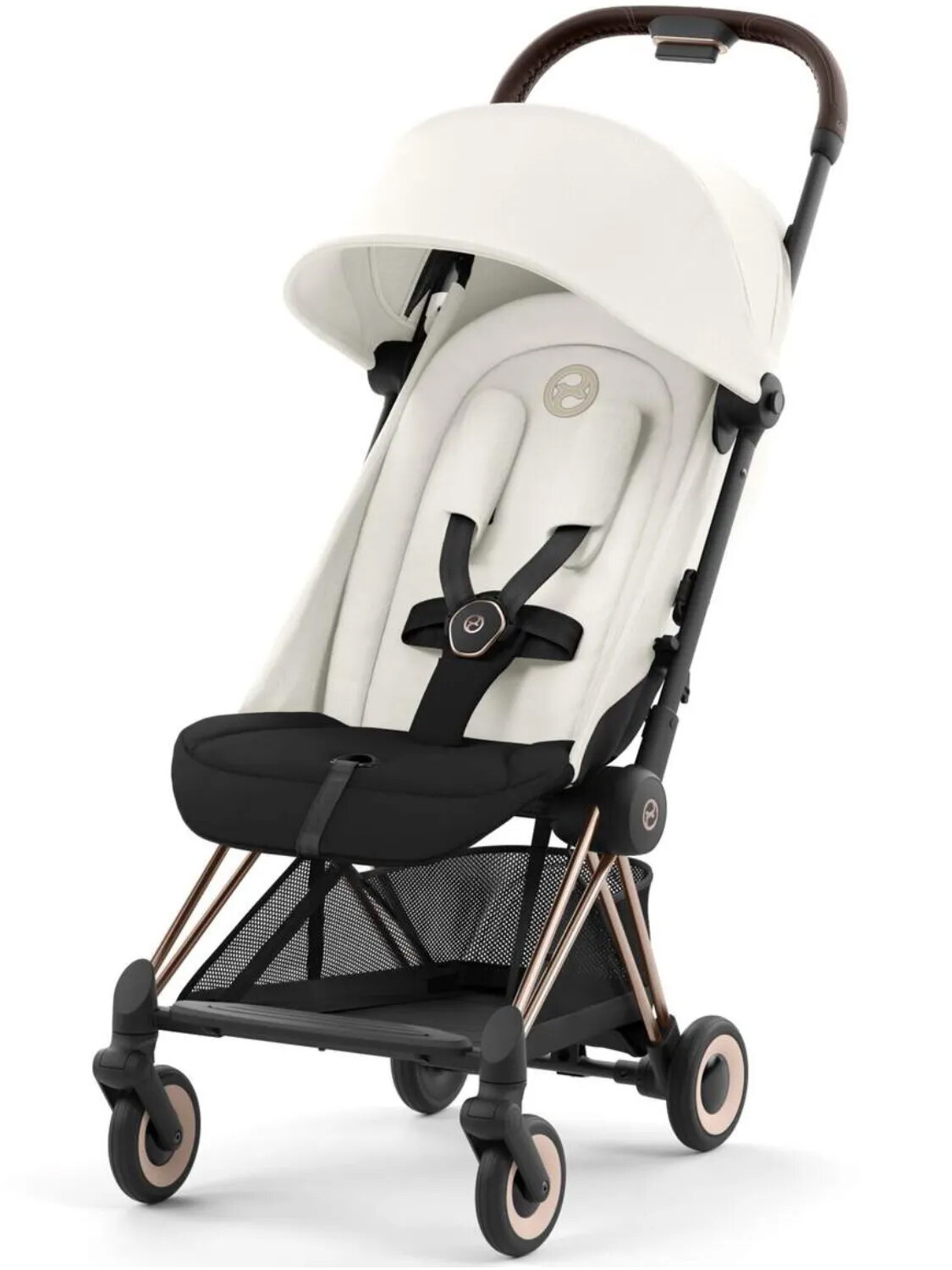 Коляска прогулочная Cybex Coya Rosegold Off White с дождевиком и бампером 522005605