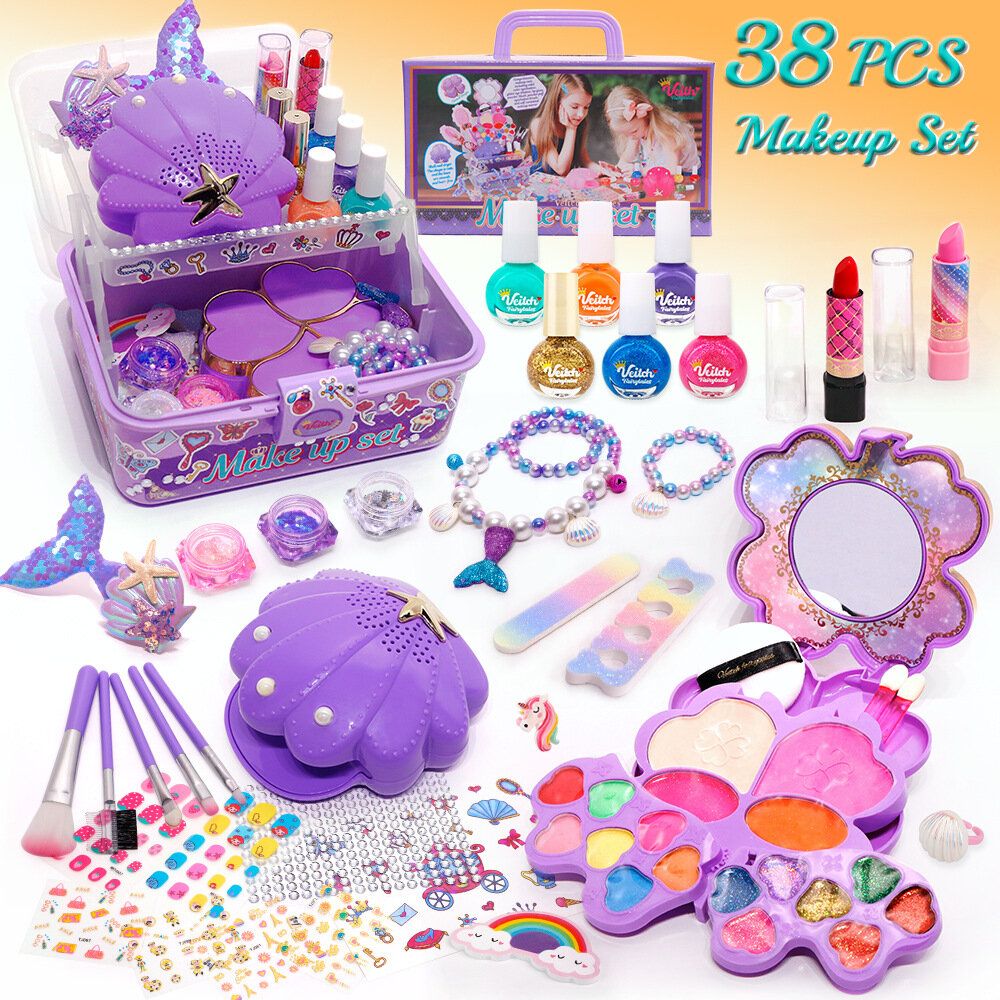 Разнообразие детских наборов для маникюра и макияжа, имитация детской косметики, игрушки для создания маникюра своими руками и ролевых игр.