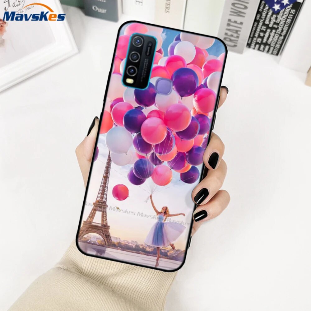 Чехол для vivo Y30 с Эйфелевой башней и шарами