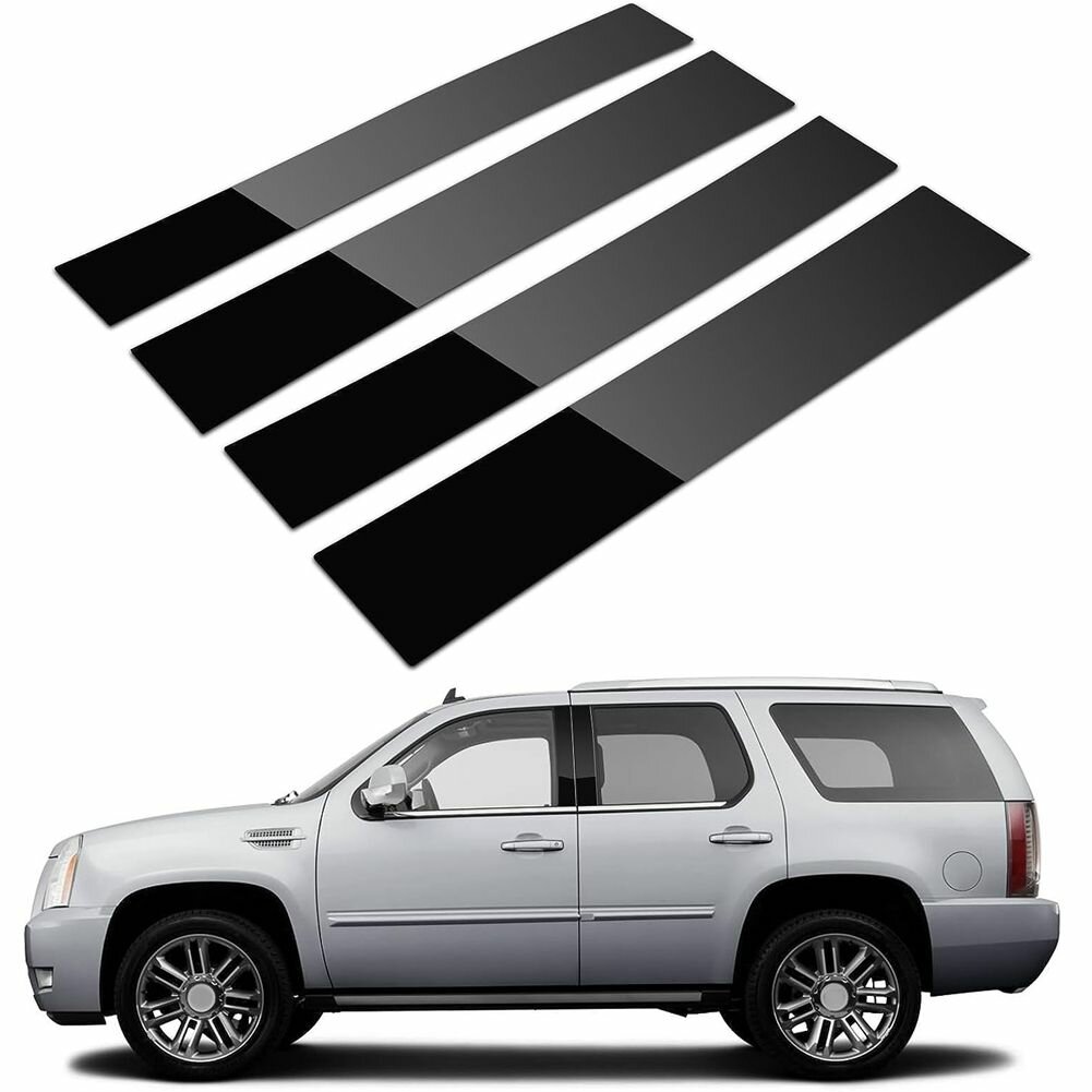Молдинги на окна Cadillac Escalade 2007-2014 глянцевый черный 4 молдинга наклейки против царапин для дверей и окон