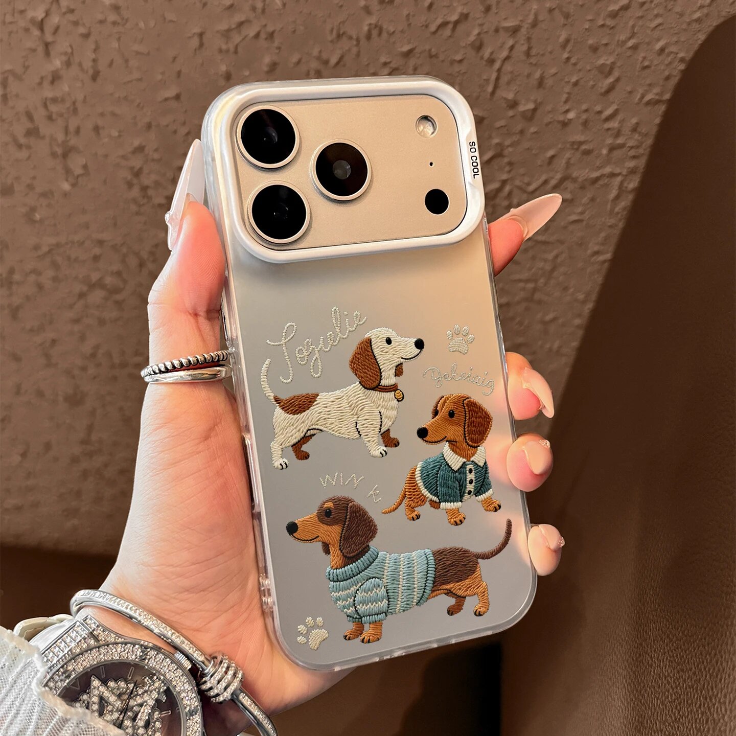 Чехол для Samsung S25 Ultra S24 Plus S23 FE S21 S22 S21 S20 A15 A34 A35 A55 A54 Новый такса собака гальванический серебряный чехол для телефона