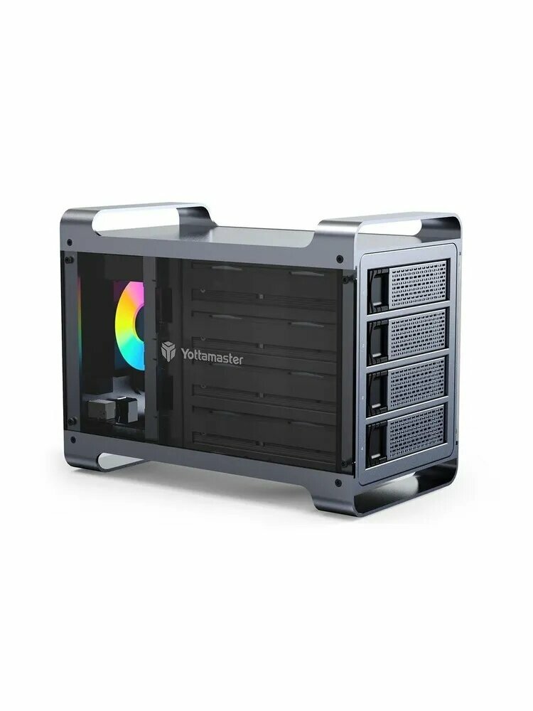 4 Bay3,5"/2.5" SATA RGB Док-станция Yottamaster До 64ТБ Type-В До 5 Гбит/с, Эффективное рассеивание тепла, внешняя система хранения для игр, Бездисковый