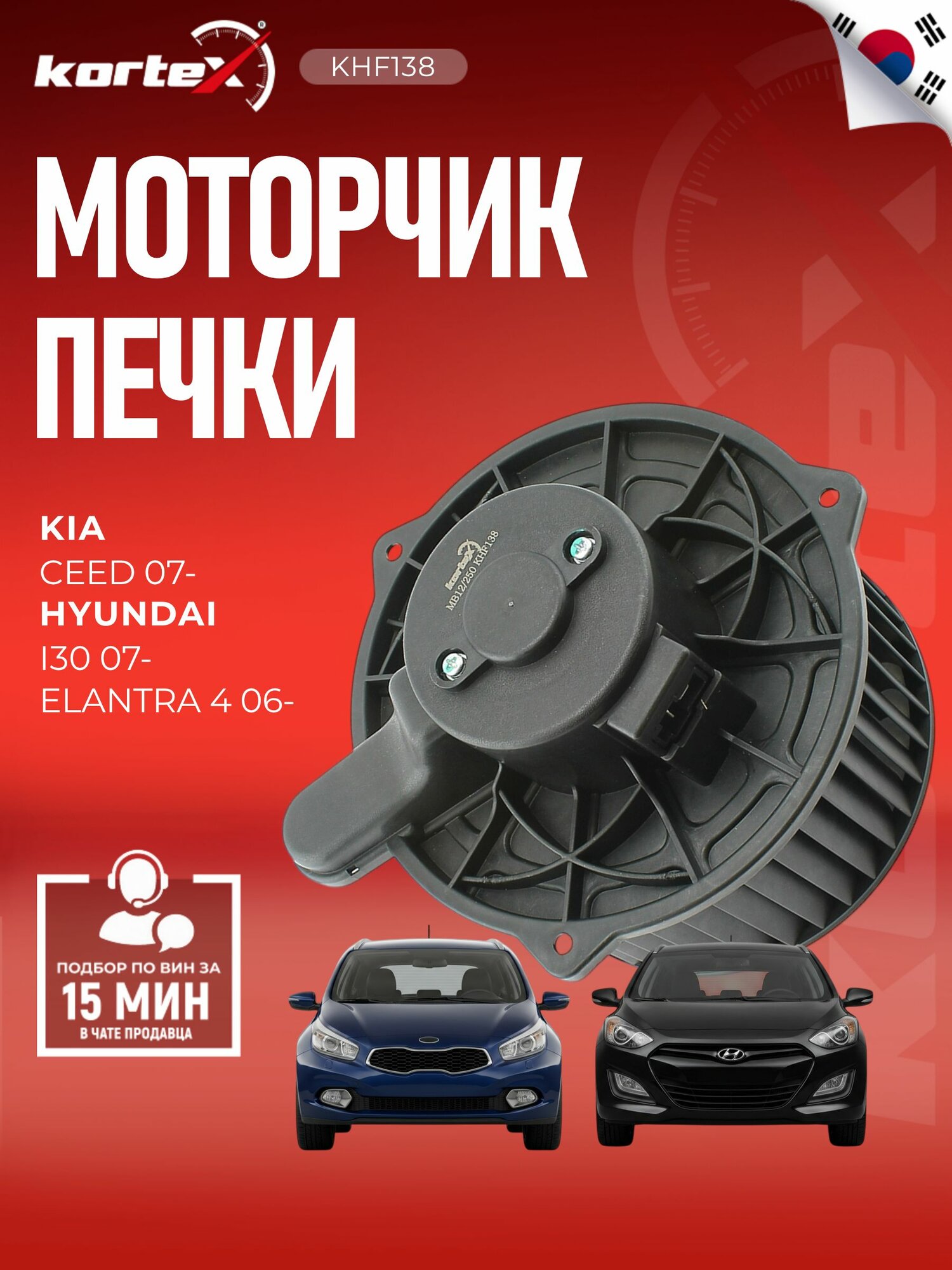 Мотор (вентилятор) отопителя КИА Спортейдж, Хендай Элантра, I30, Сид RF1530, PFN295, MK8050