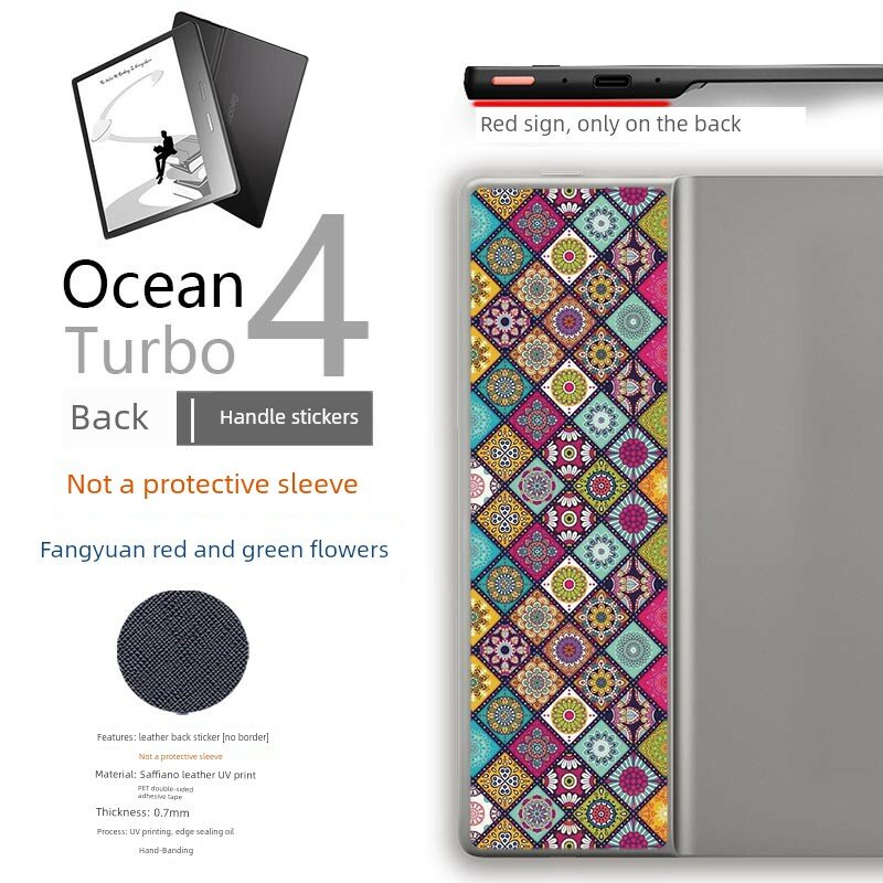 Чехол для задней ручки iReader Ocean 4C с квадратным узором красного и зеленого цветов, премиум защитная накладка для