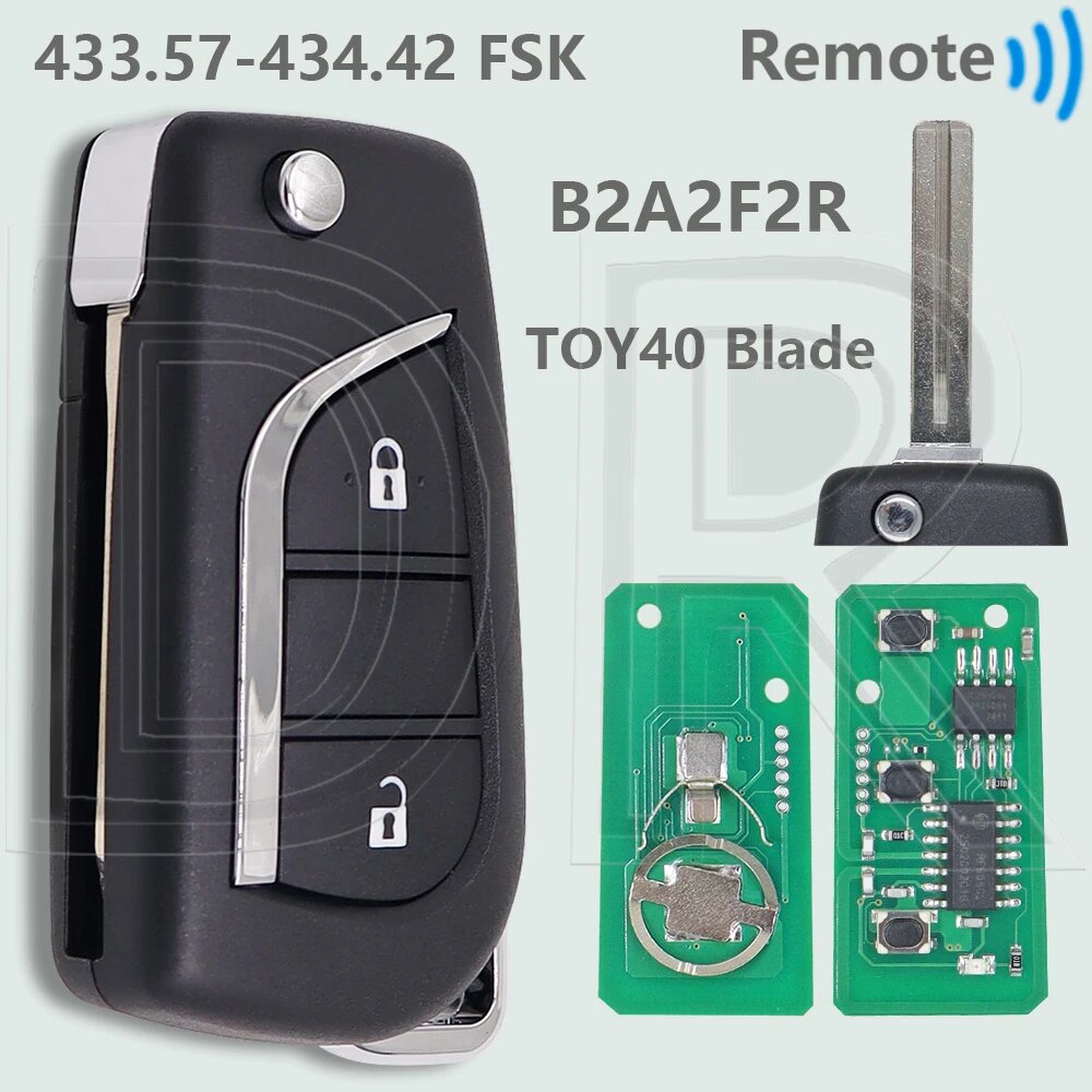 Выкидной ключ-брелок Toyota B2A2F2R TOY48, 433.57-434.42 FSK, 2 BT