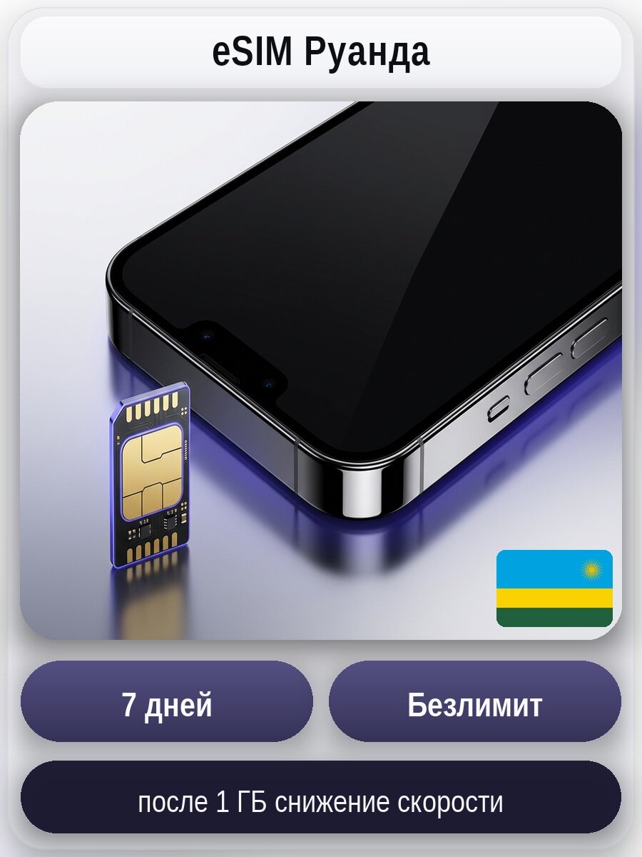 ESIM для мобильного интернета: безлимит на 7 дней | Руанда | Виртуальная СИМ-карта