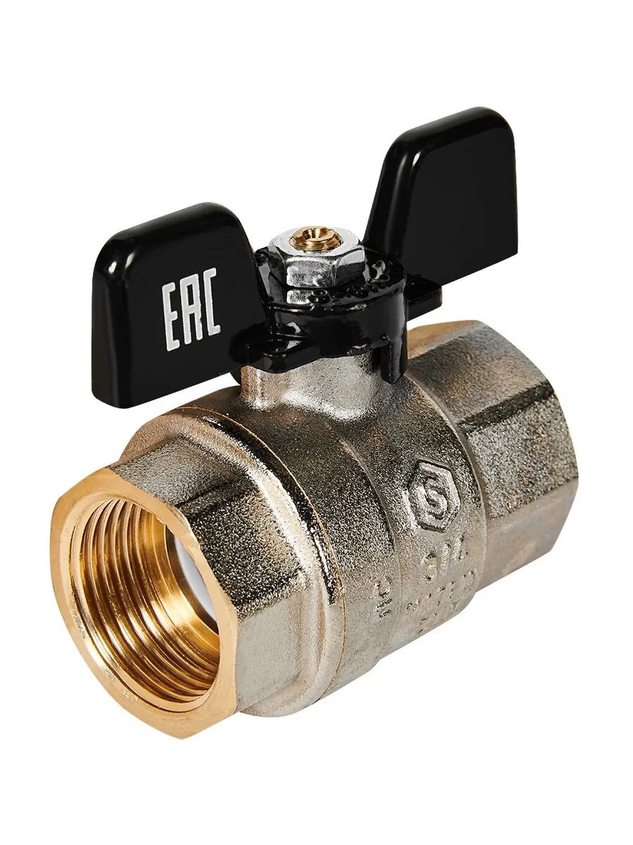 Кран шаровой прямой DN20 PN40 3/4" ВР латунь ручка бабочка