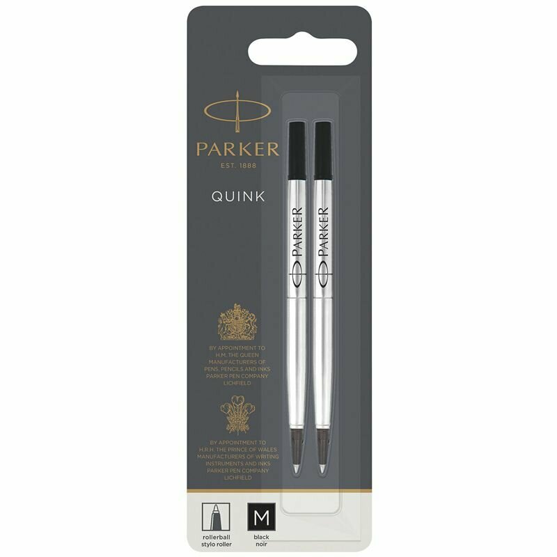 Стержень для роллера Parker "Refill Roller Ball" черный, 1,0мм, 2шт, блистер
