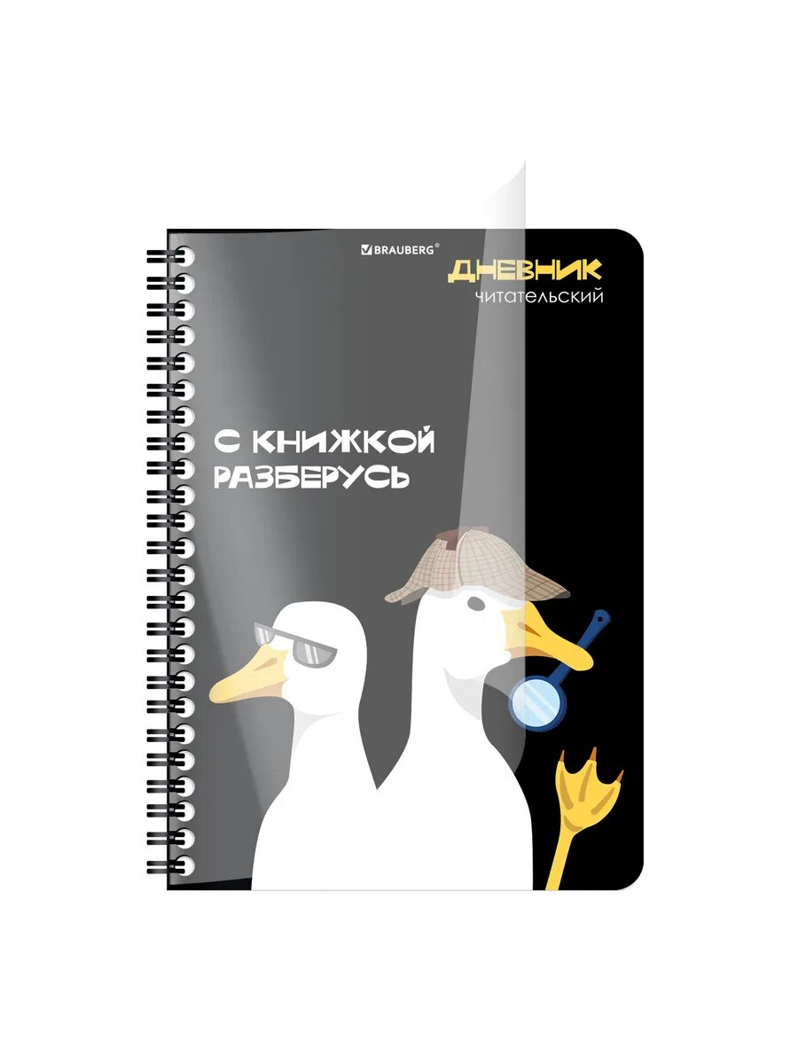 Дневник читателя школьный с пластиковой обложкой на кольцах