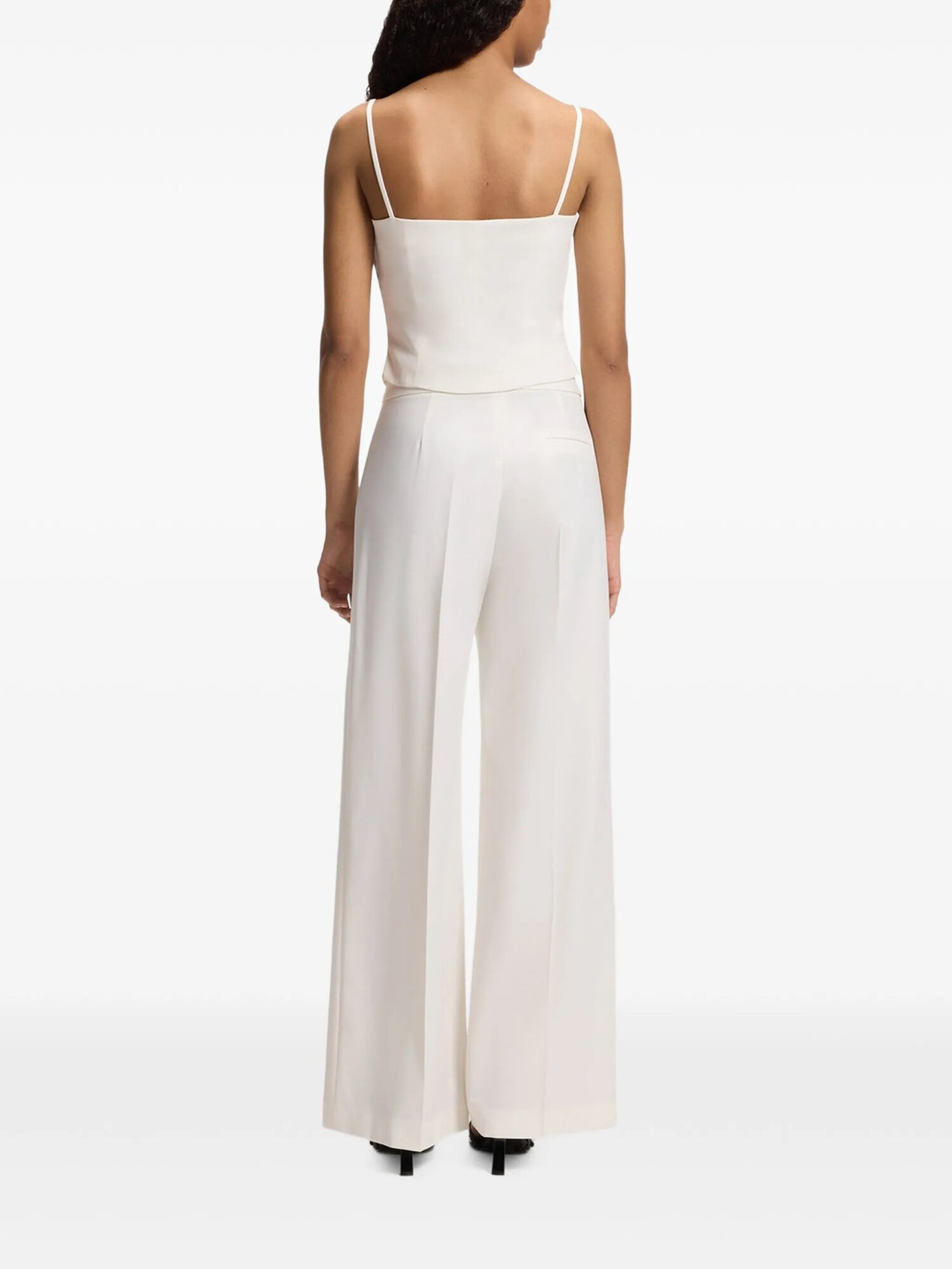Брюки HUGO Pressed-crease palazzo pants, размер 38, бежевый/белый — фото 1