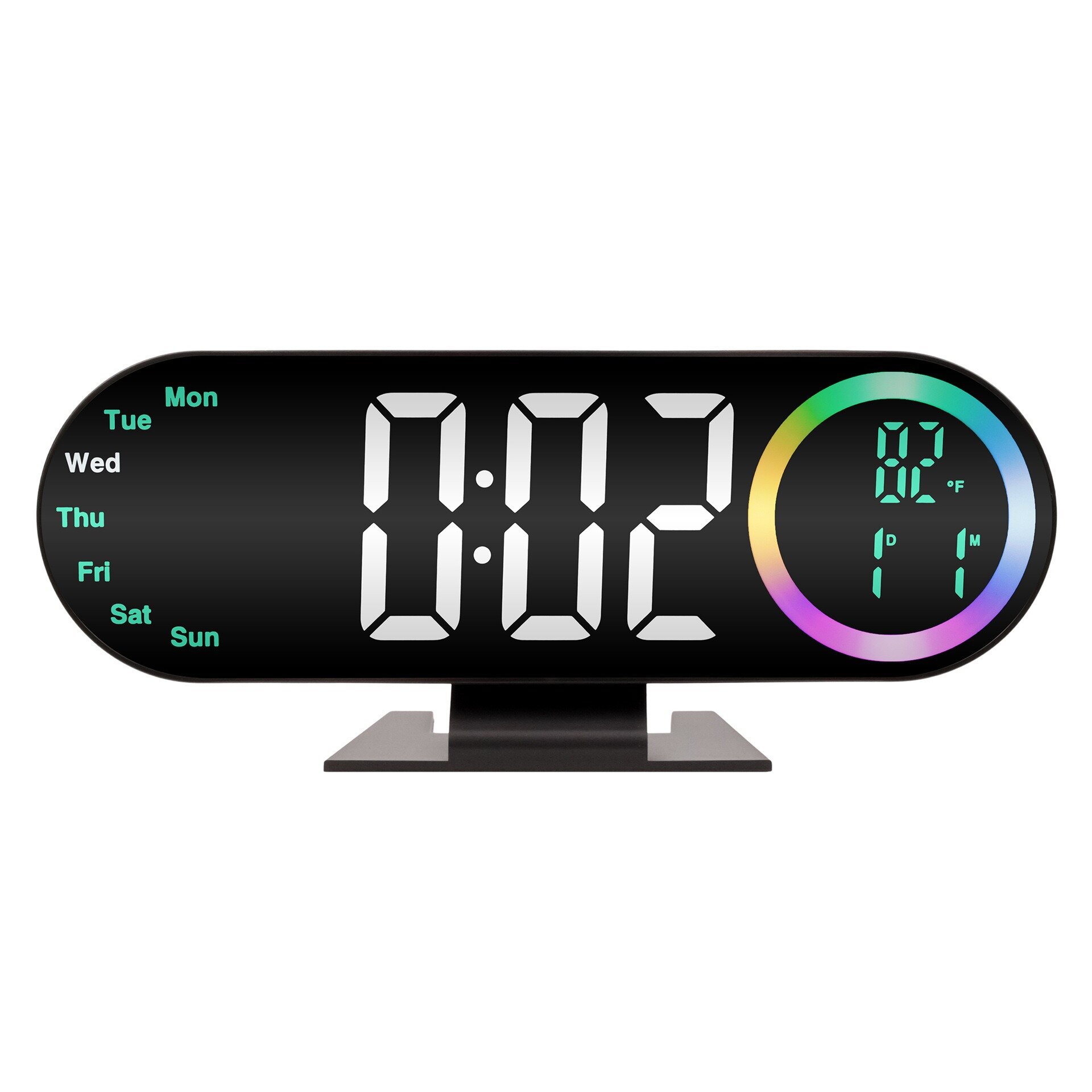 RGB-будильник с зеркальным дисплеем, LED-радуга, большой экран, для студентов