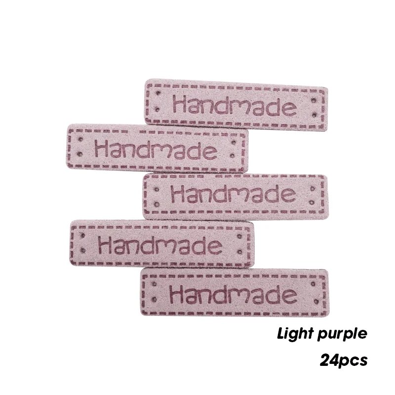 Кожаные этикетки для одежды 50 штук Сиреневый, Light Purple 24pcs