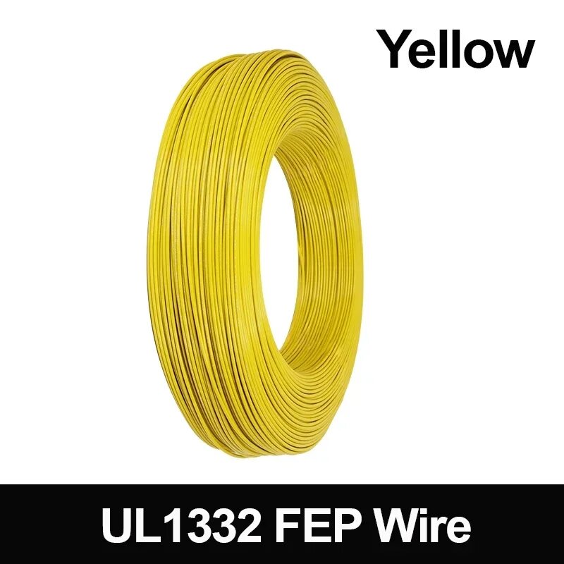 Желтый FEP провод UL1332 22AWG, 2 метра