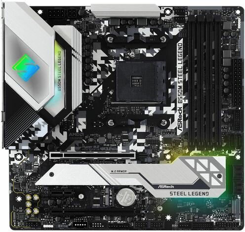 Материнская плата ASRock B550M Steel Legend (B550M Steel Legend) - AM4, AMD B550, 4xDDR4-3200 МГц, 2xPCI-Ex16, 2xM.2, Micro-ATX