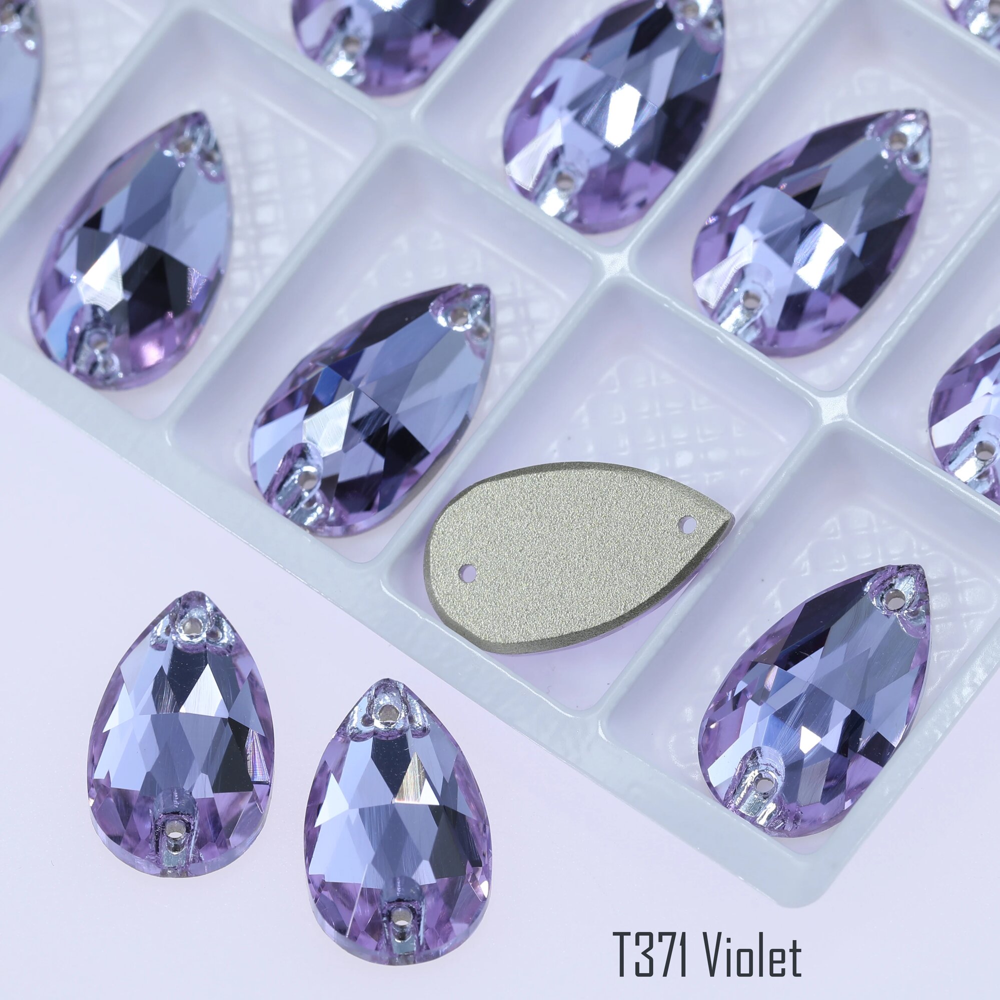 Стразы капли фиолетовые T371 Violet 10.5x18 мм, 24шт