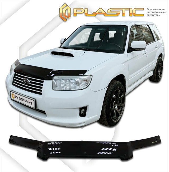 Дефлектор капота Subaru Forester 2005-2008 Черный глянцевый СА Пластик