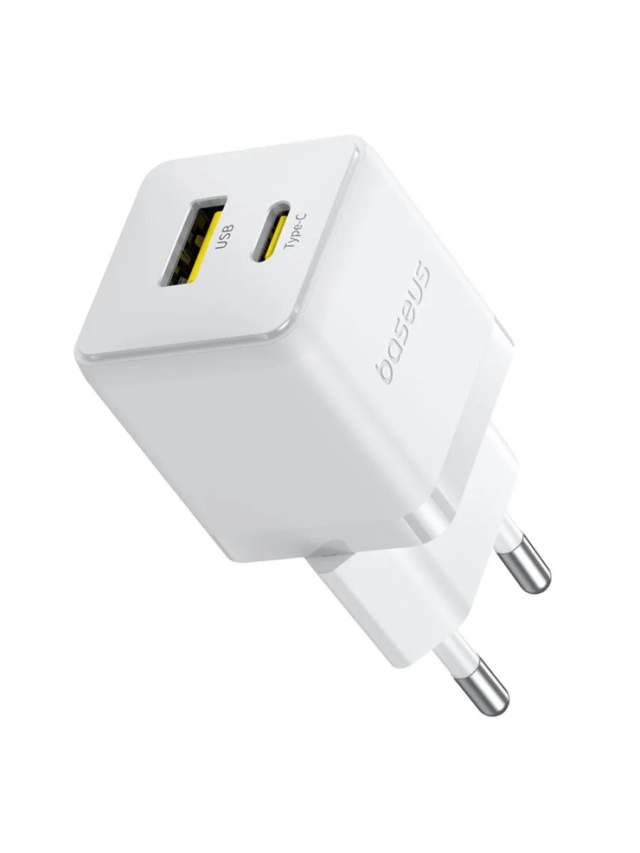 Сетевое зарядное устройство Baseus Palm Charger 1USB/1USB-C 30W с кабелем Type-C на Type-C (P1011160A213-01) Белый