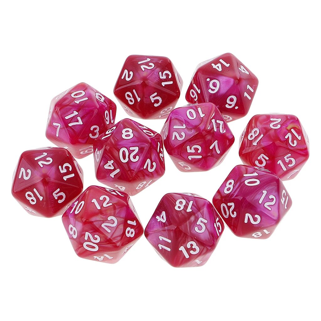 Цветные акриловые кости D20 Swirl 10 шт. Бордовый, Option 024