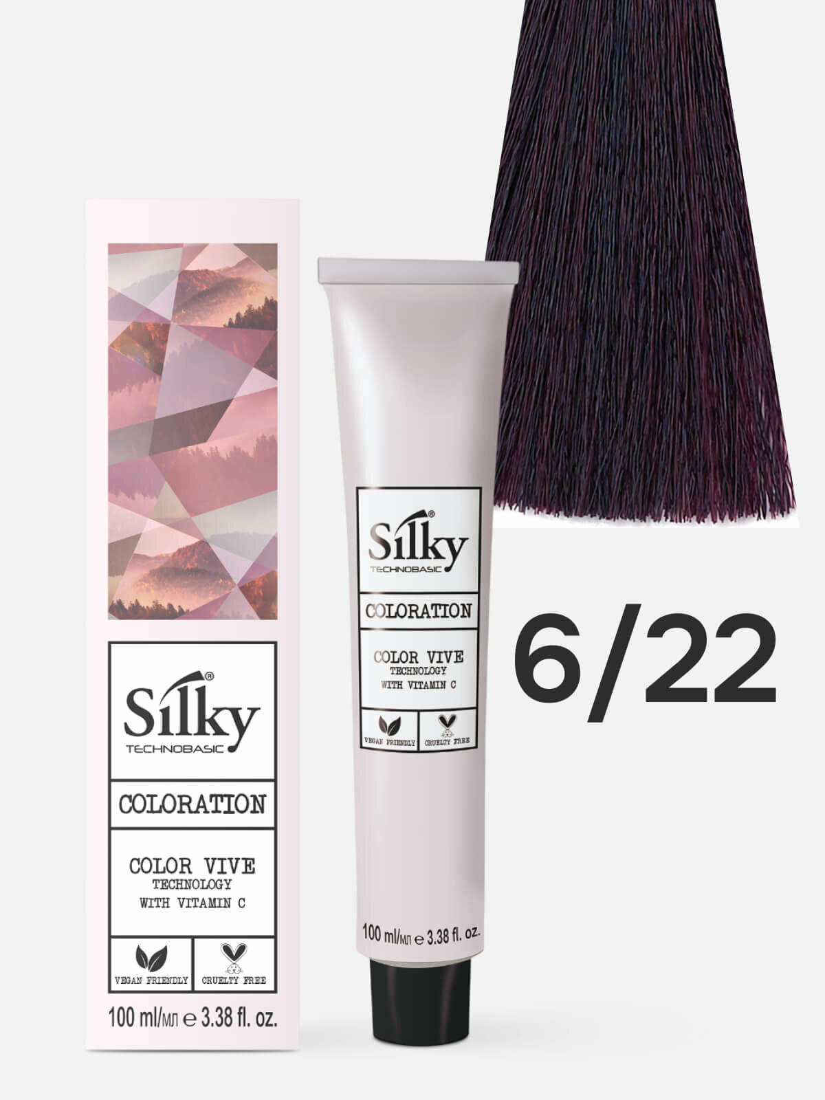 Крем - краска для волос профессиональная Silky Color Vive/Ultralift 6/22 Темный русый Интенсивный фиолетовый, 100 мл
