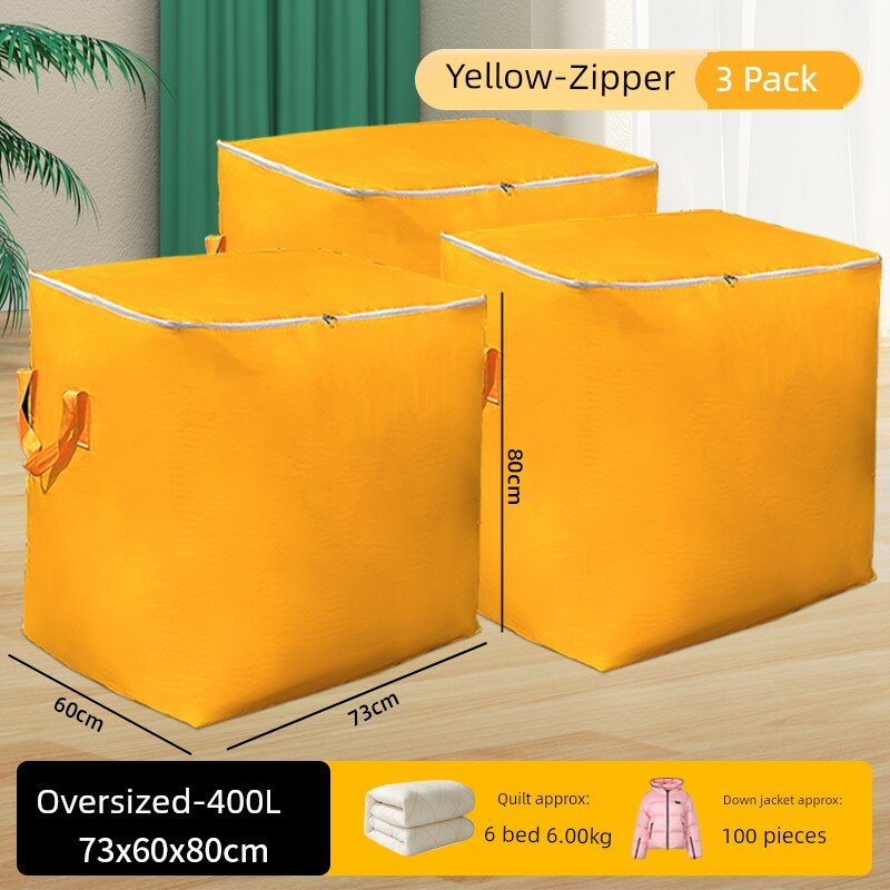 3-упаковка желтые мешки для упаковки 400л водонепроницаемые прочные ткани для одежды постельного белья
