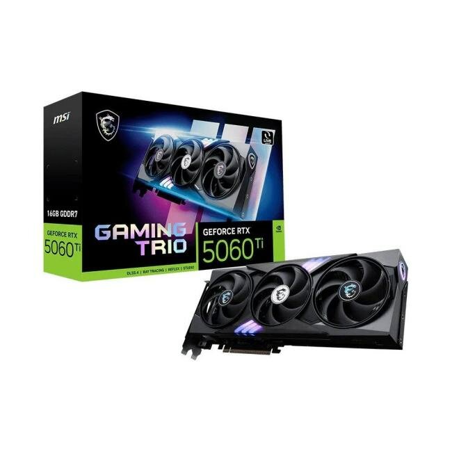 Видеокарта MSI PCI-E 5.0 RTX 5060 TI 16G GAMING TRIO NVIDIA GeForce RTX 5060TI 16Gb 128bit GDDR7 2572/28000 HDMIx1 DPx3