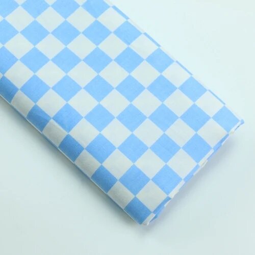 Ткань хлопковая голубая клетка 160х50 см