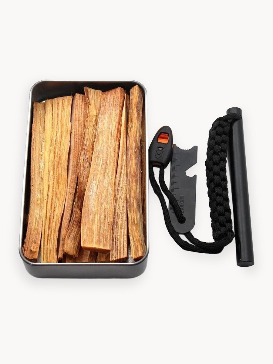 Набор для розжига в металлической коробке, огниво + палочки для розжига