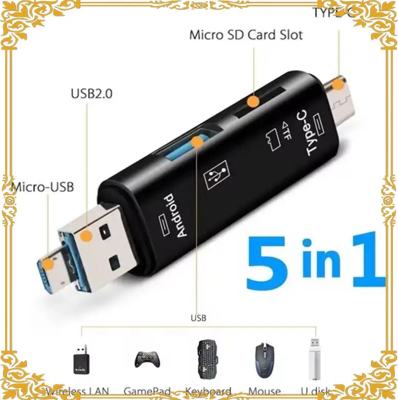 5 в 1 многофункциональный Usb 2.0 тип C/Usb /Micro Usb/Tf/SD карты памяти Reader OTG Card Reader адаптер мобильных телефонов аксессуары