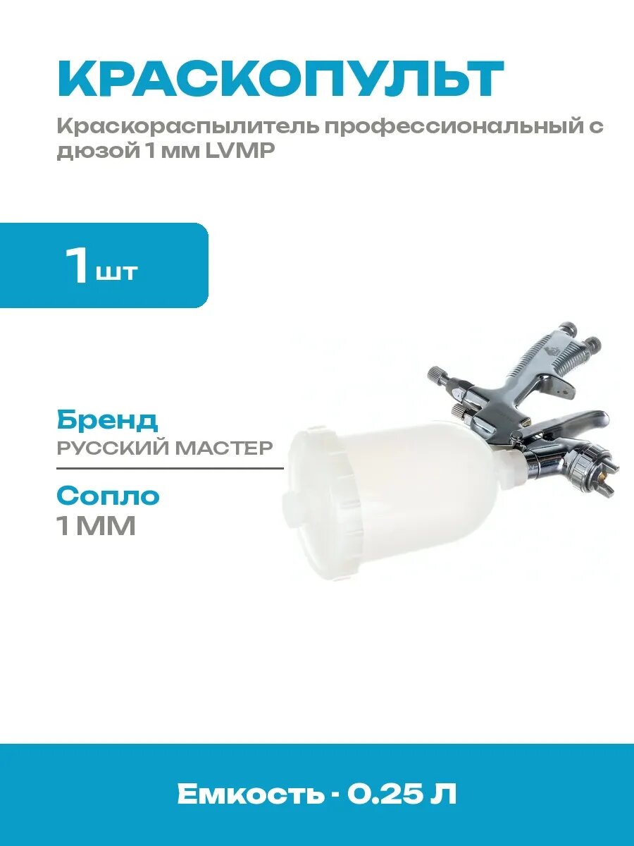 Мини краскопульт 1.0 мм пневматический с верхним бачком