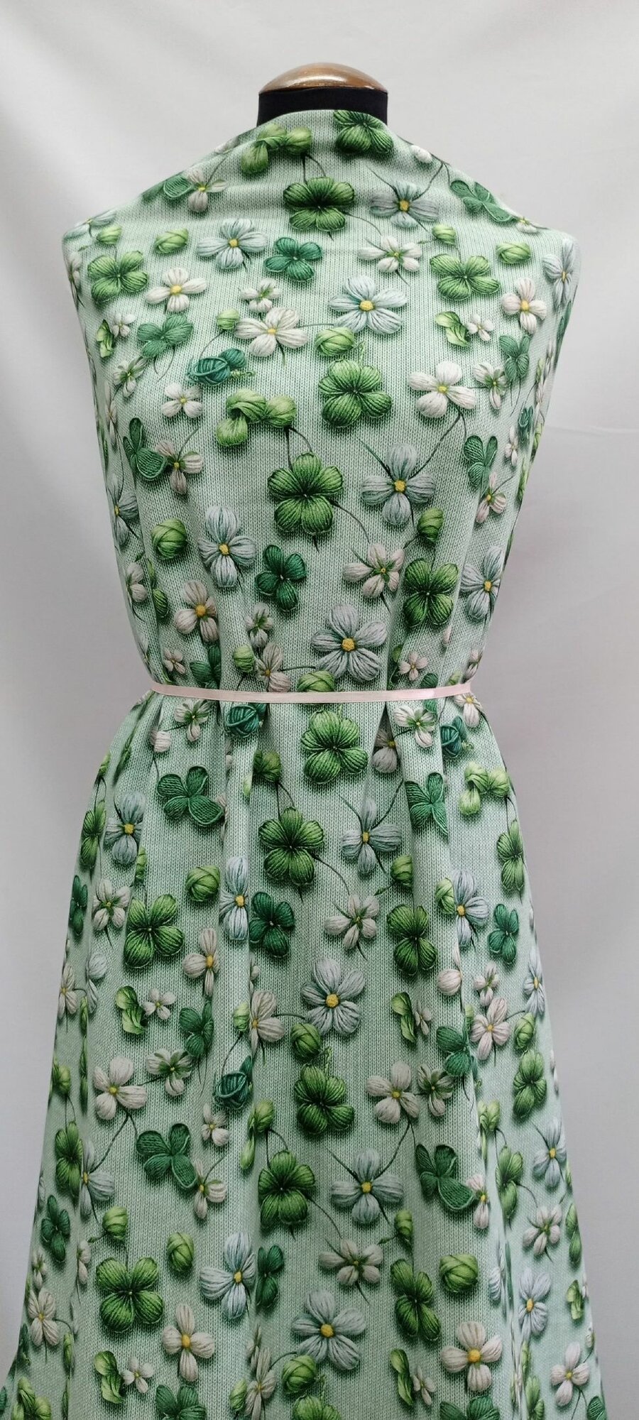 Футер 2нитка нитка "Листики" , трикотаж, ткань для шитья, хлопковый трикотаж, ширина 180см, длина 0,95 м