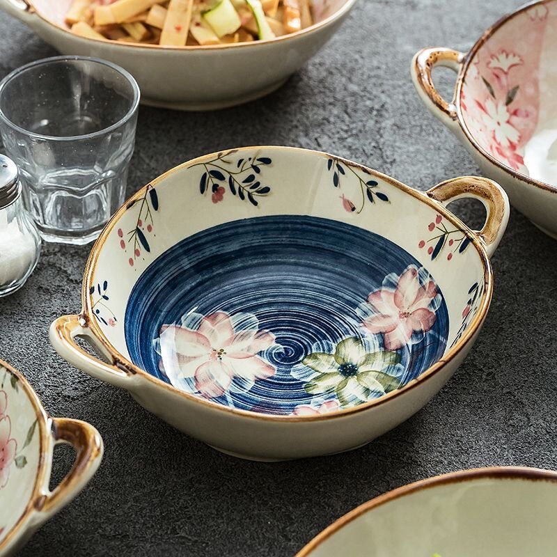 Салатник "Японский стиль, фарфор, овальный, 700мл, синий, 1шт