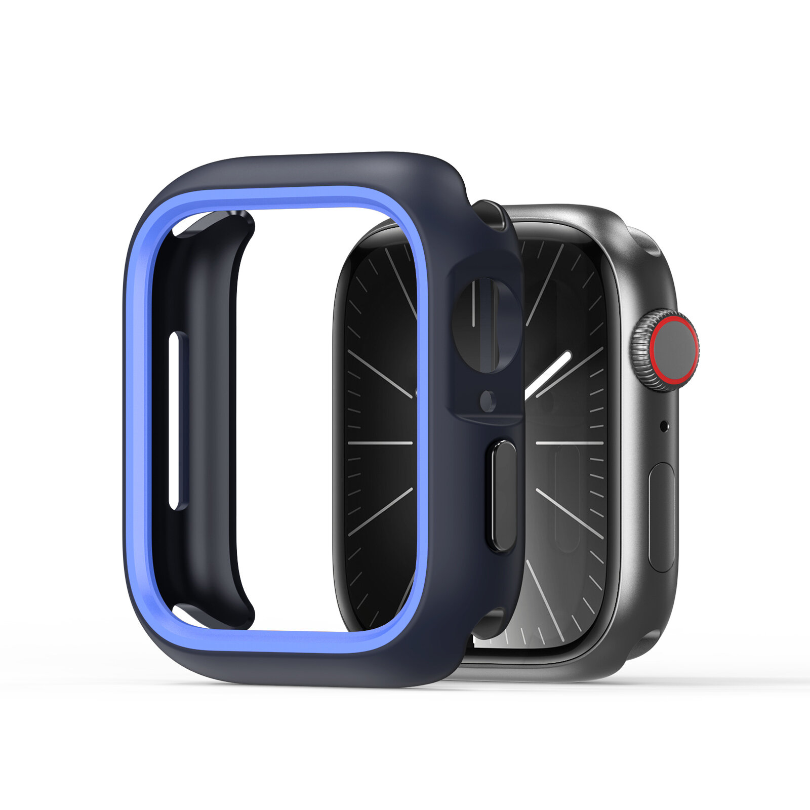 Чехол-бампер для часов Apple Watch 10 размер 46мм, цвет Midnight и Blue от Dux Ducis, серия Bamo Series Case