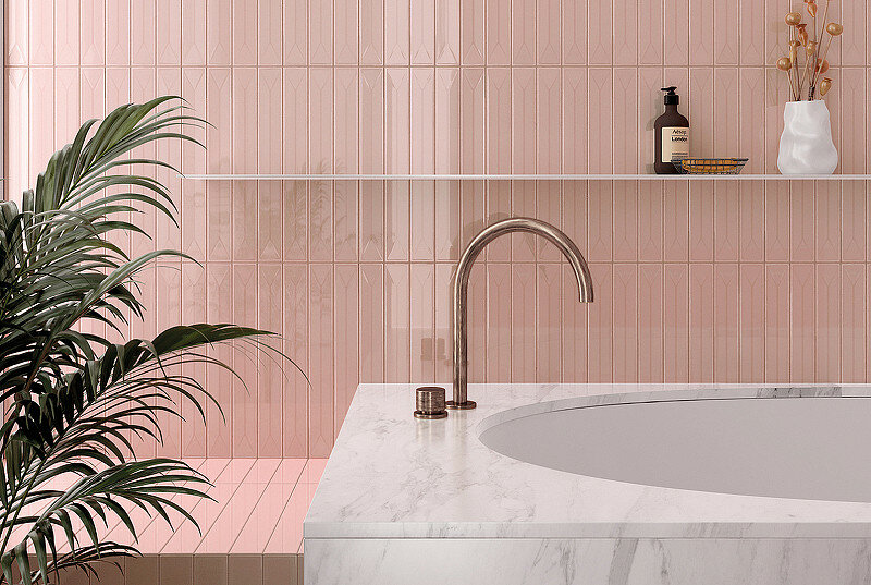 Керамическая плитка Equipe Vitral Axis Pink 31151 настенная 5х40 см Розовый