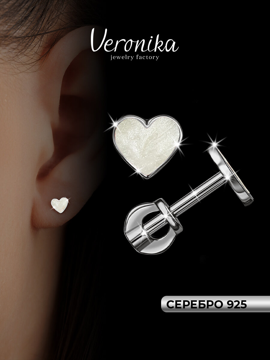 Серьги пусеты, серебро, 925 проба, родирование, эмаль