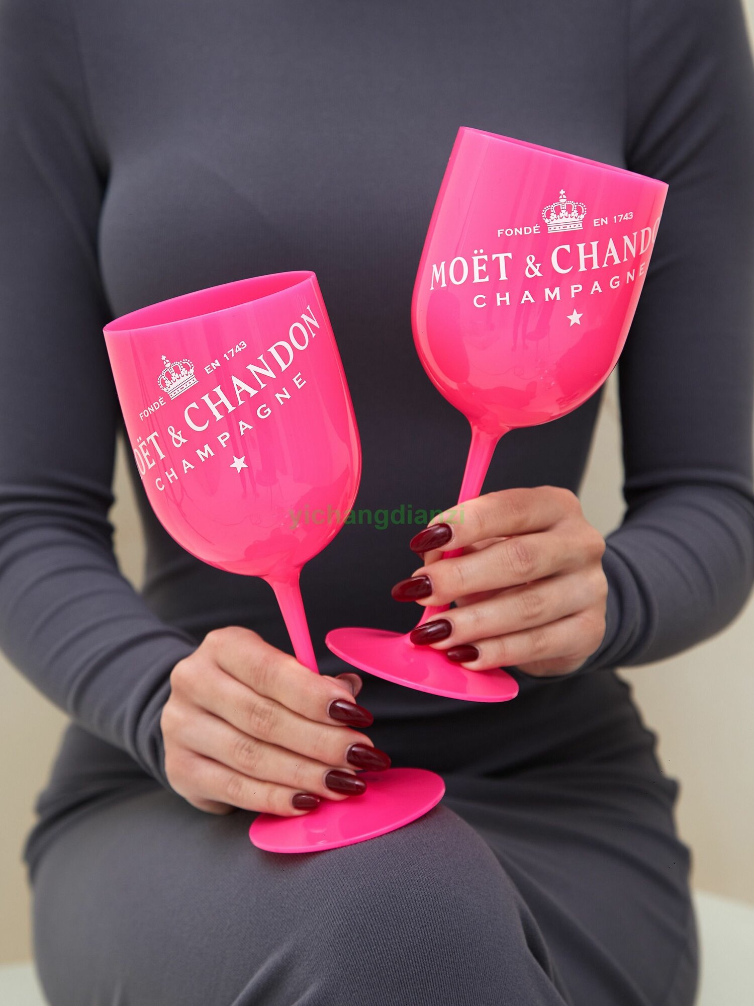 Бокалы для вина шампанского акриловые пластиковые набор 2шт