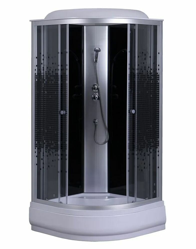 Душевая кабина Loranto 90х90х215 см, поддон 25 см, мозайчатый узор, прозрачное стекло, профиль хром (CS669025K90)