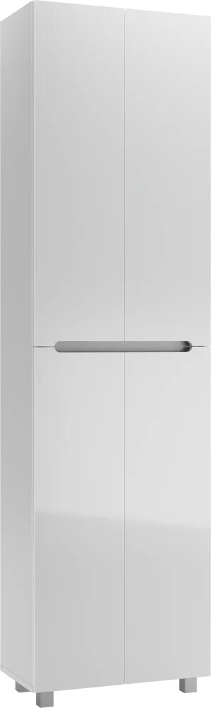 Шкаф-пенал для ванной Айсберг Аура 55 напольный, 55, 2 см, белый, глянцевый, с дверками, фурнитура хром, из МДФ